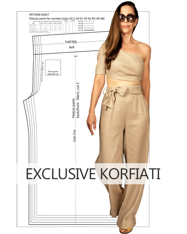 Palazzo pants patterns in 5 sizes download free! Korfiati Sewing School