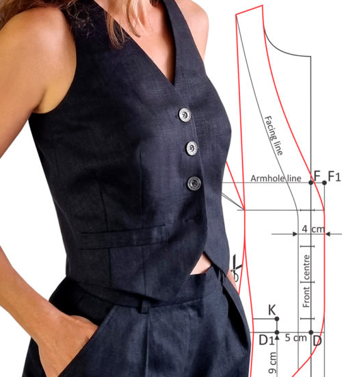 Pattern of a women's vest - Anastasia Korfiati Sewing school