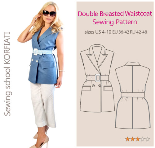 Waistcoat PDF-pattern in 36-42 sizes! Anastasia Korfiati Sewing School